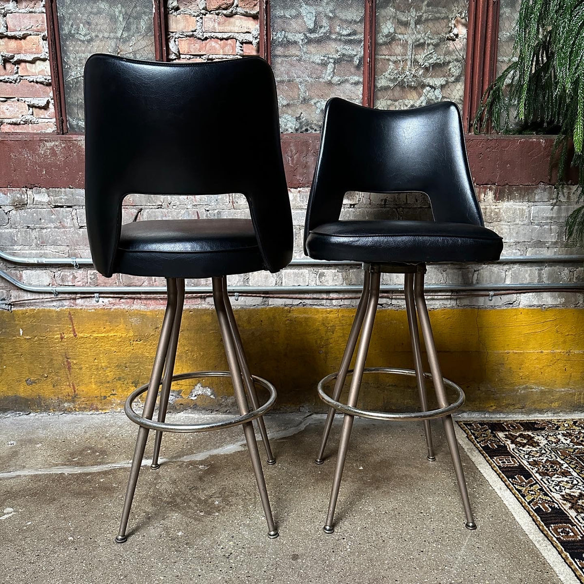 Mid-Century Black Vinyl Stools – Dandy