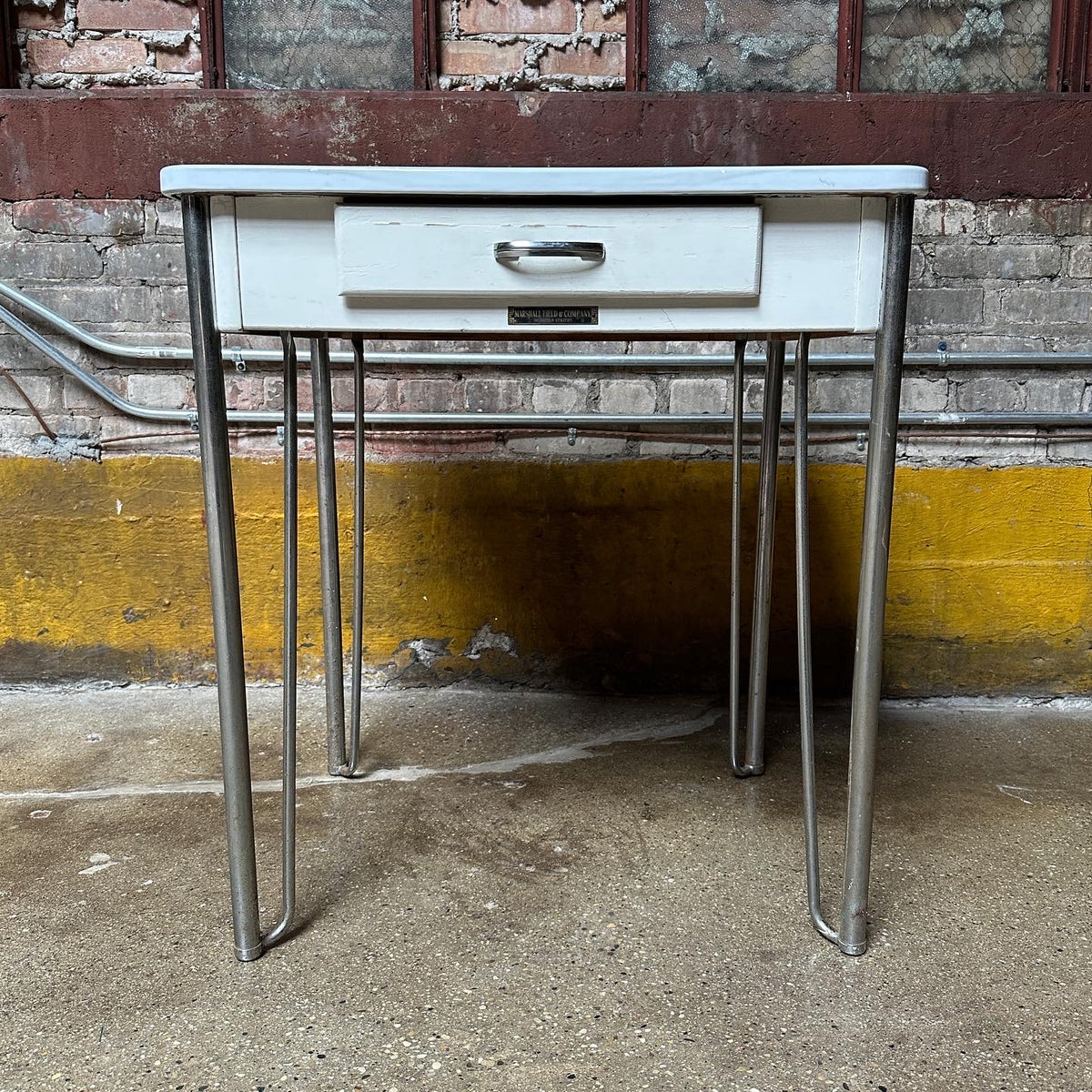 Art Deco Enamel, Chrome & Vinyl Desk w/ Chair – Dandy