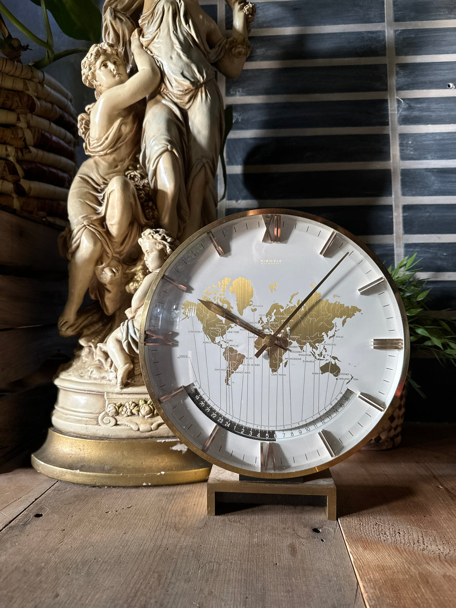 Mid-Century Modernist Brass Table Clock by Kienzle, 1960 – Dandy